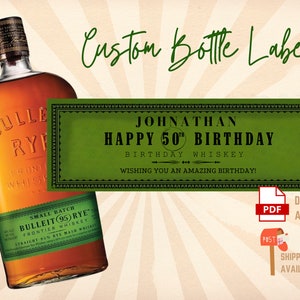 Custom Personalized Bulleit Bourbon Whiskey Label, Digital Bourbon ...