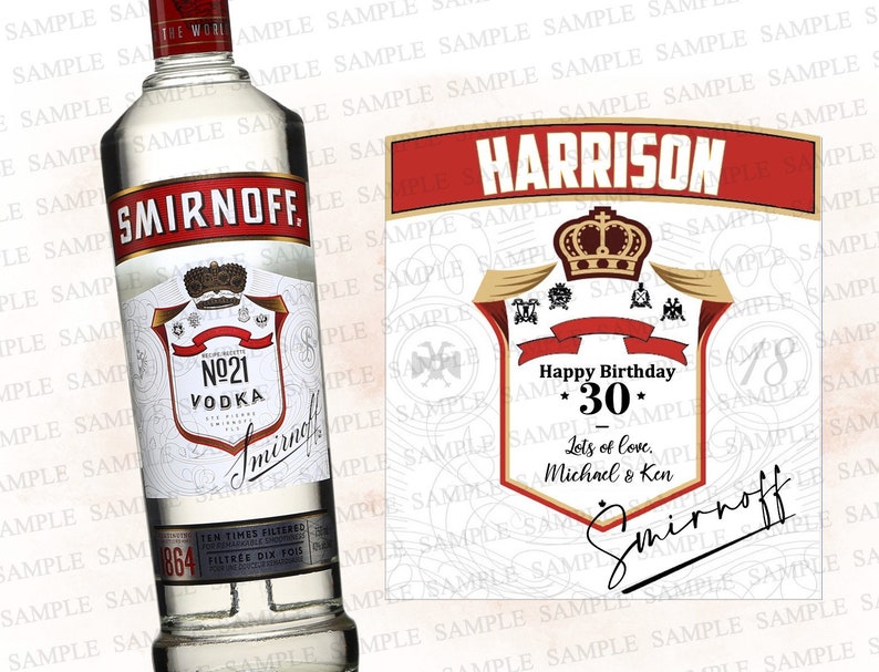 Personalized Smirnoff Vodka Label, Vodka Birthday Label, Smirnoff ...