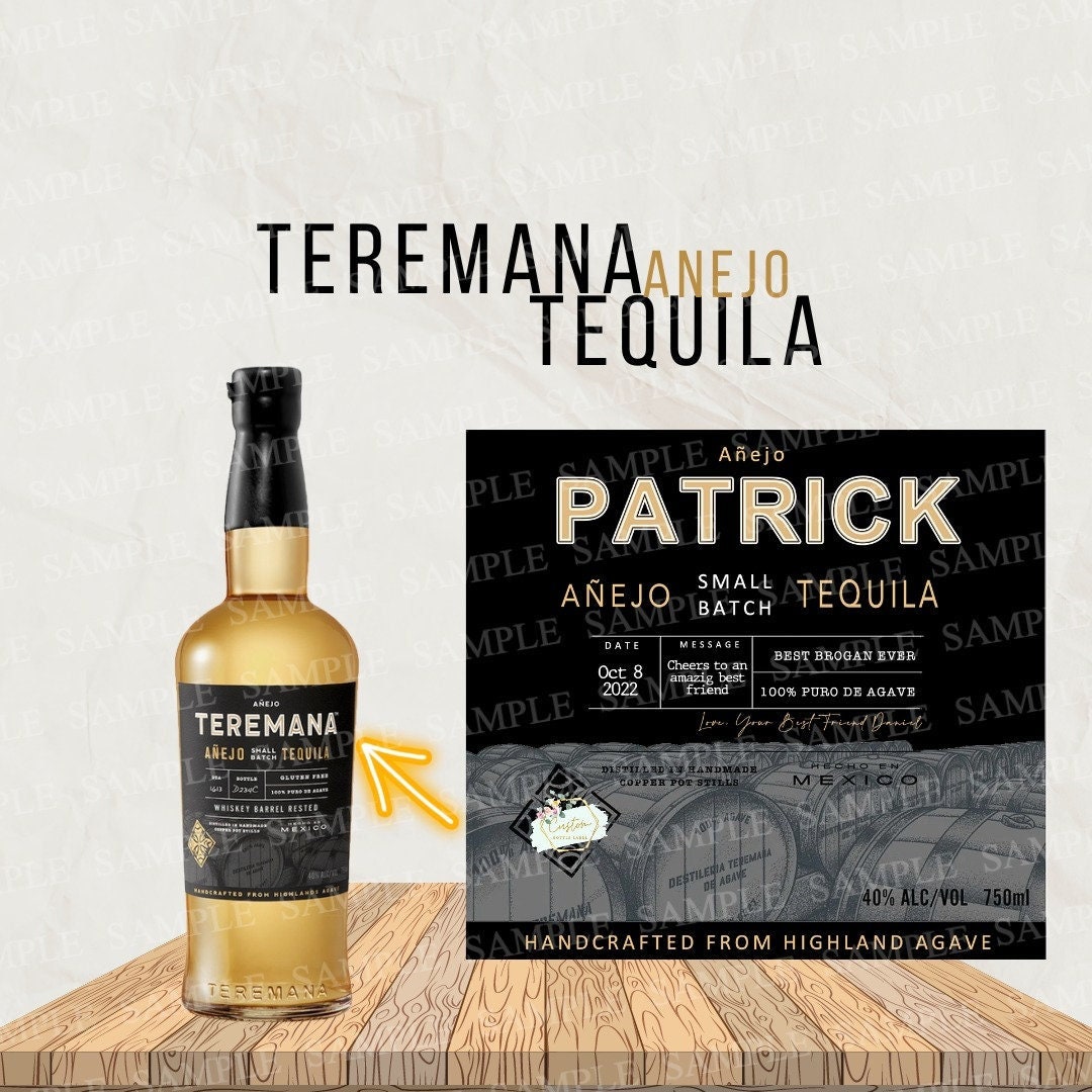 Anejo Teremana Tequila Custom Label, Anejo Tequila, Personalized ...