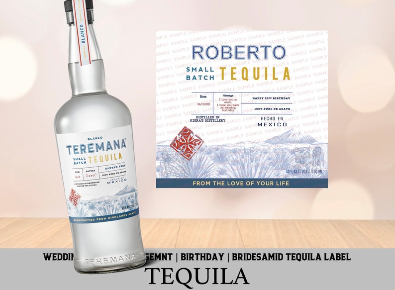 Teremana Tequila Custom Label Blanco Tequila Personalized - Etsy