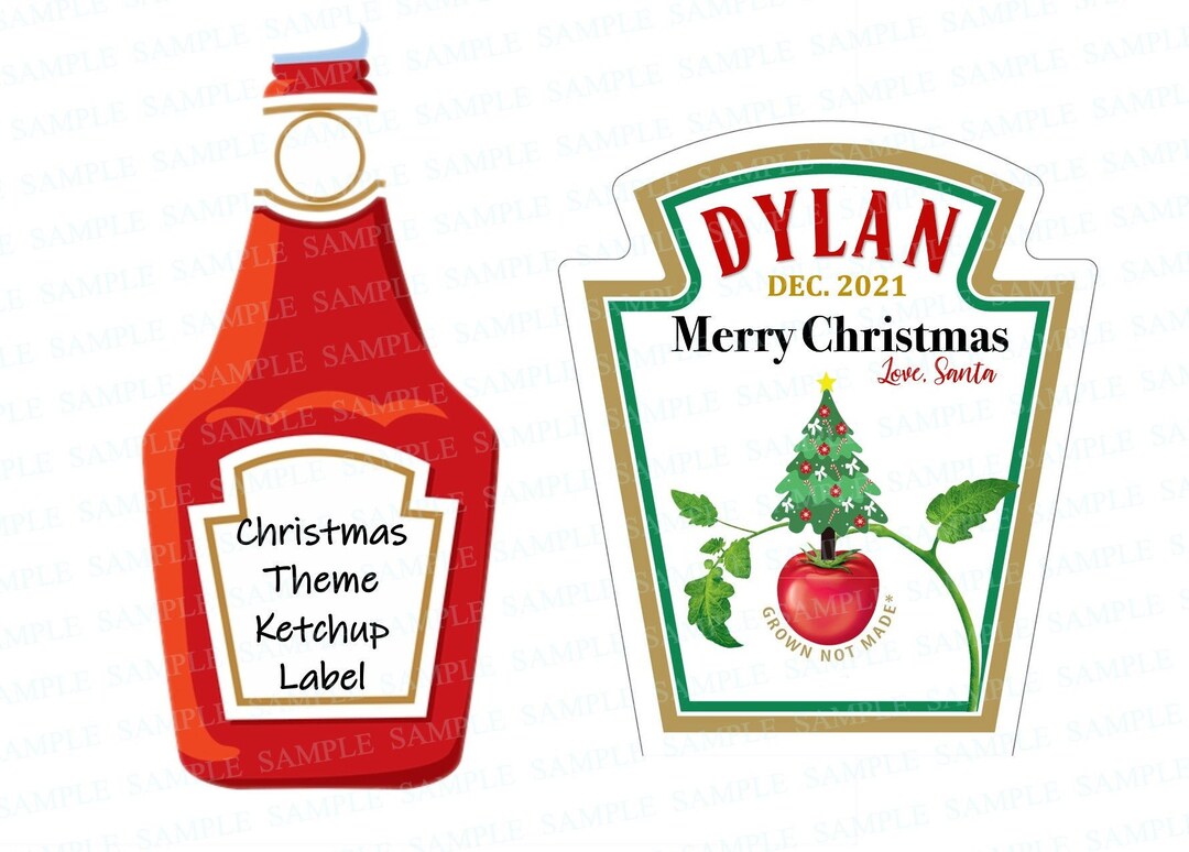 Christmas Ketchup Label, Custom Label for Christmas Event, Party Favor ...