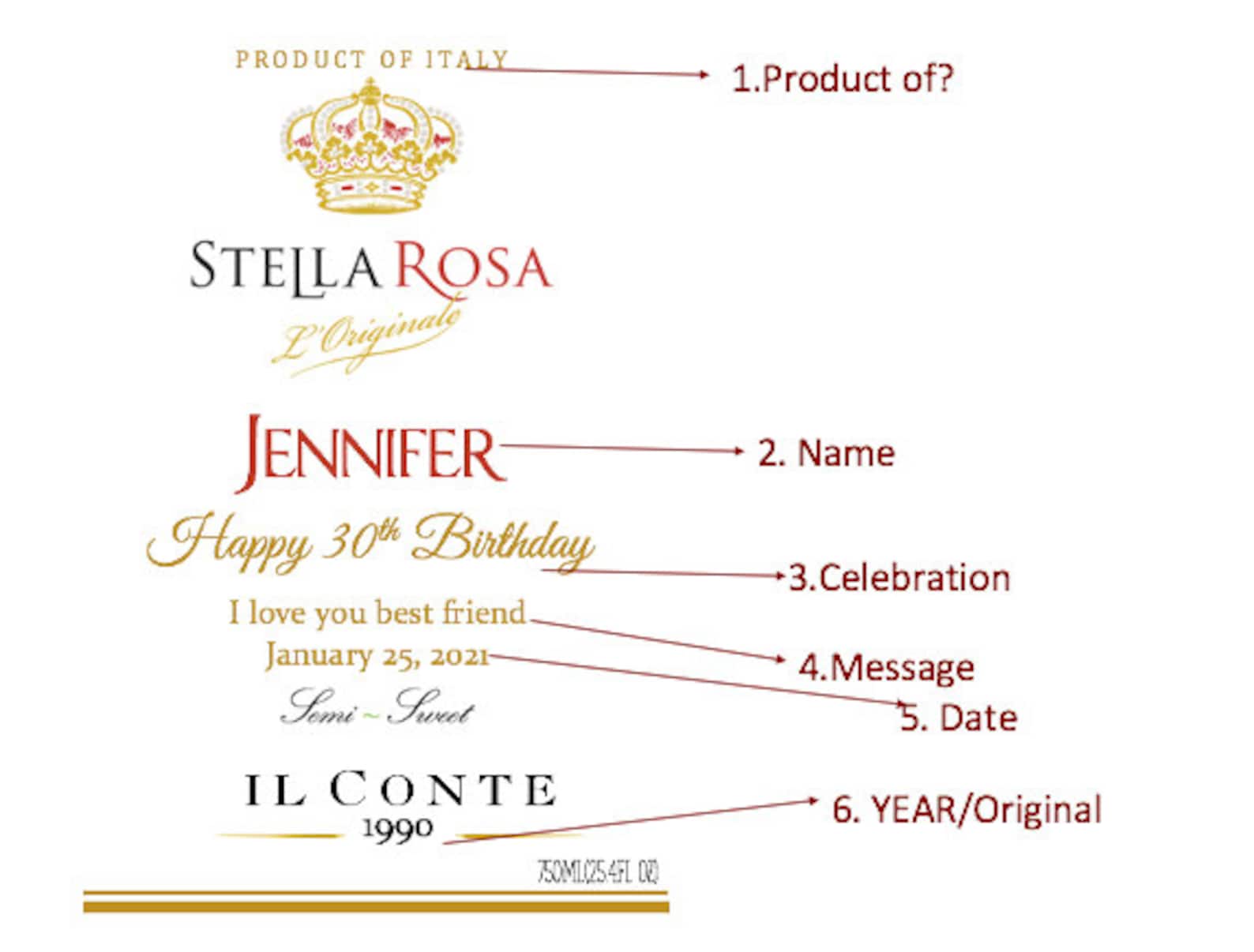 Custom Wine Label,custom Stella Rosa Label,custom Wine Gift,750ml Wine ...