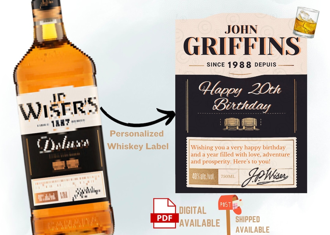 Custom Personalized Whiskey Label, Father Whiskey Gift, Groomsman ...