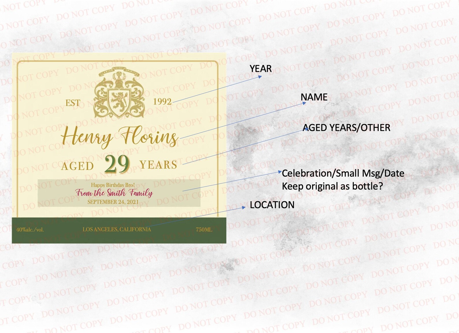 Buchanan Custom Whiskey Sticker Label, Buchanan Scotch Whiskey Birthday ...