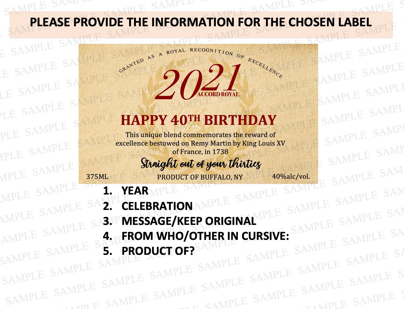 Custom Birthday Label 1738 Cognac Custom Whiskey Label - Etsy