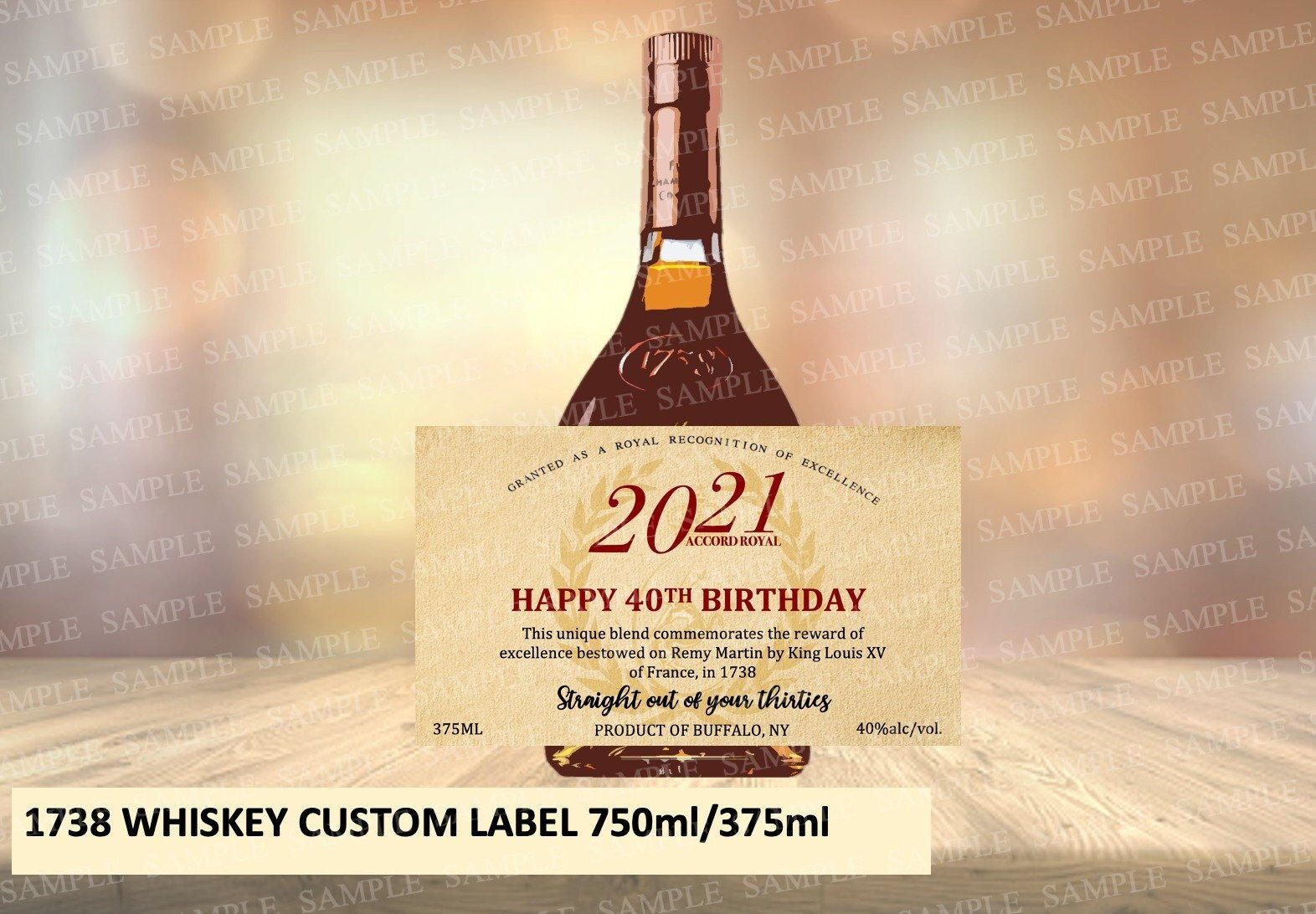 Custom Birthday Label 1738 Cognac Custom Whiskey Label - Etsy
