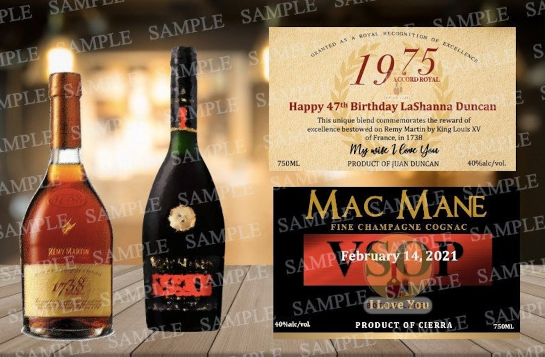 Custom Champagne Label, Cognac Custom Whiskey Label, Personalized ...