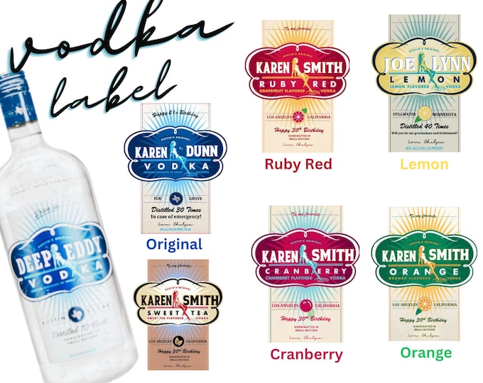 Custom Deep Eddy Vodka Label, Personalized Birthday Vodka Label, Vodka ...