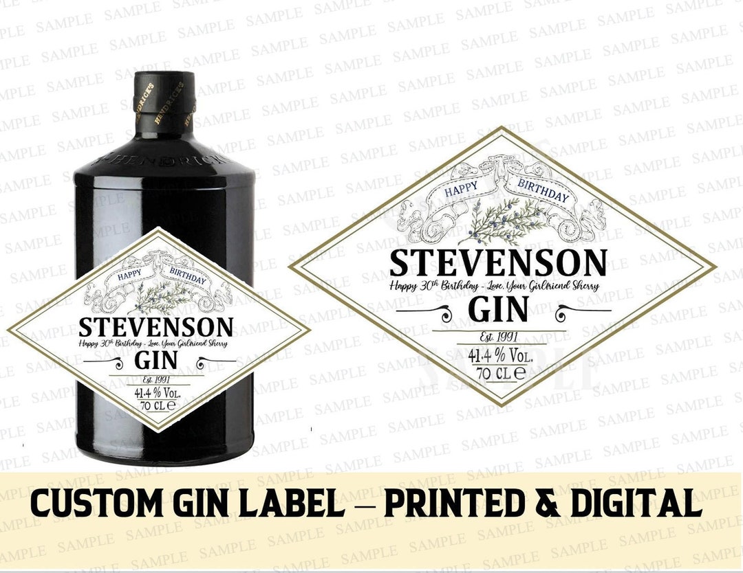 Hendricks Gin Custom Label, Custom Gin Label, Birthday Gin Gift, Vodka ...