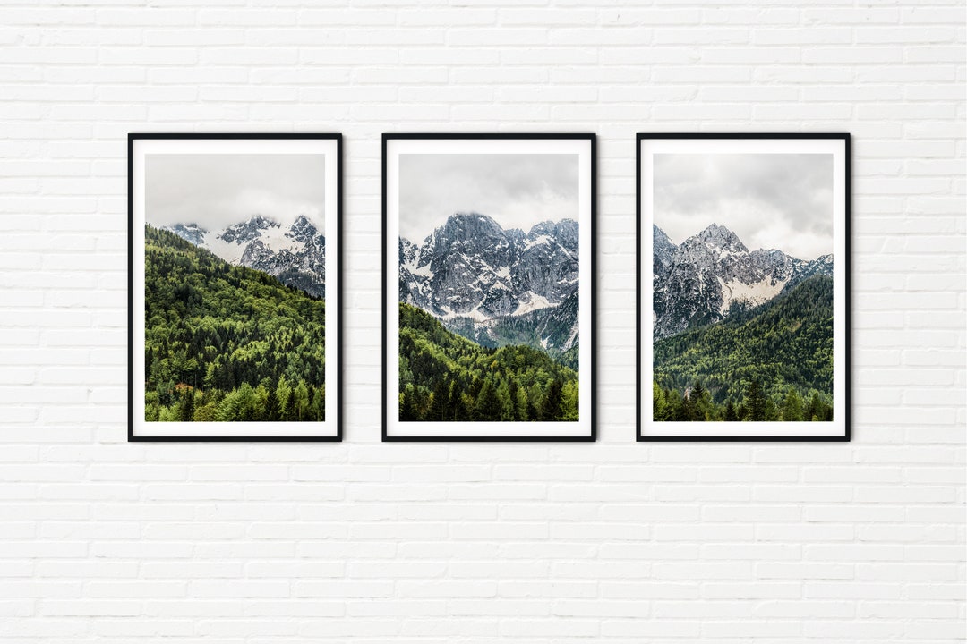 Print Set of 3 Alps Mountains A4 Prints in Europe | Three Landscape ...