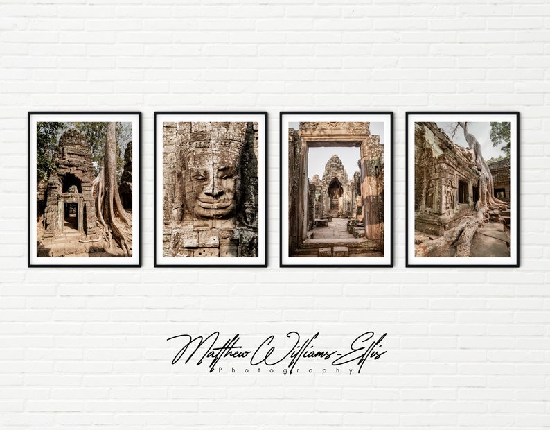 Print Set of 4 Prints of Angkor Wat Temples Photos Framed | Ruins of ...
