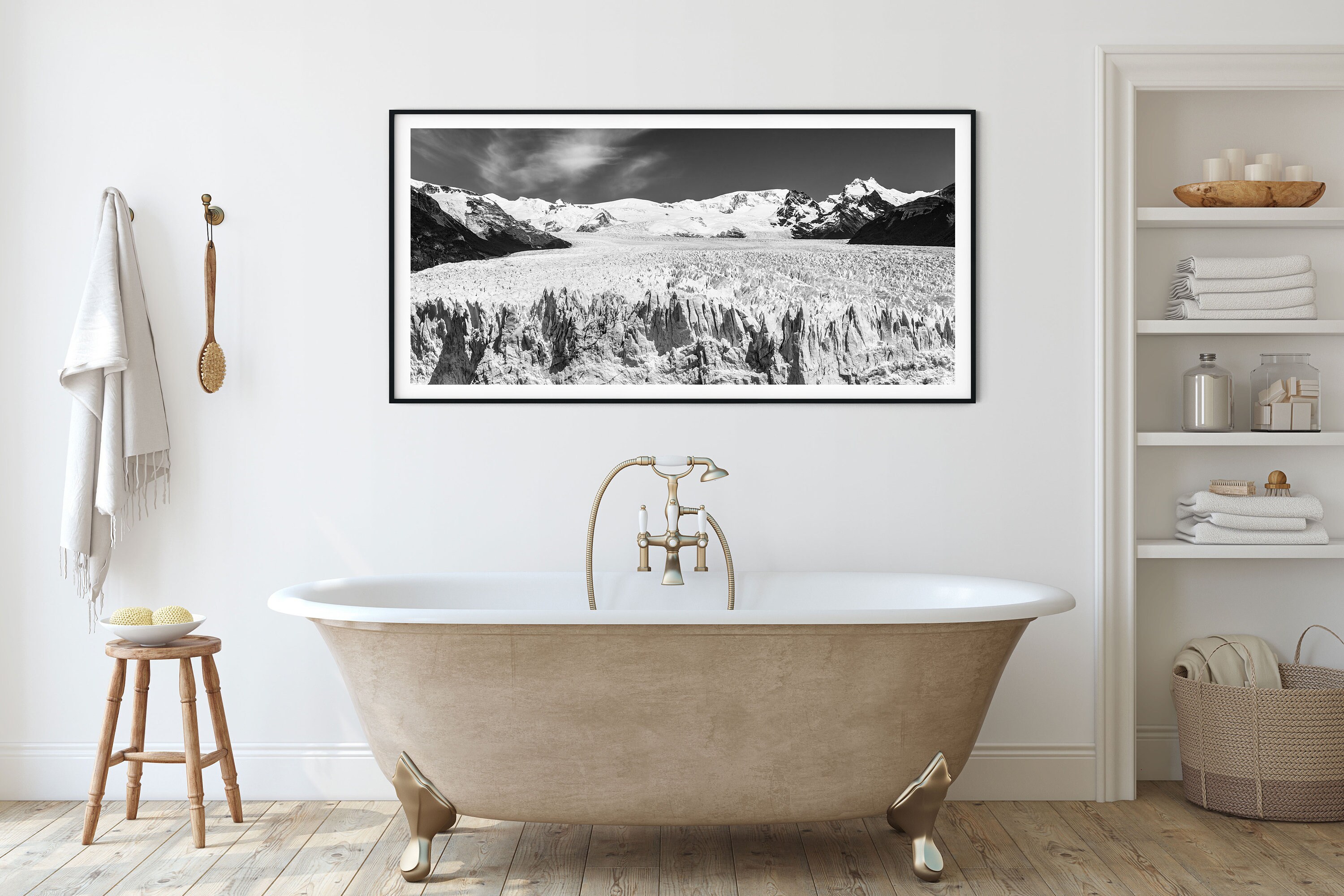 Perito Moreno Glacier Black and White Panoramic Landscape Wall Art of ...