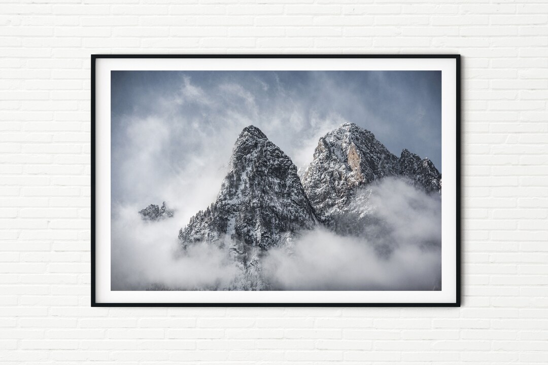 Framed Winter Mountain Photography Print | Dramatic Landscape Photo ...