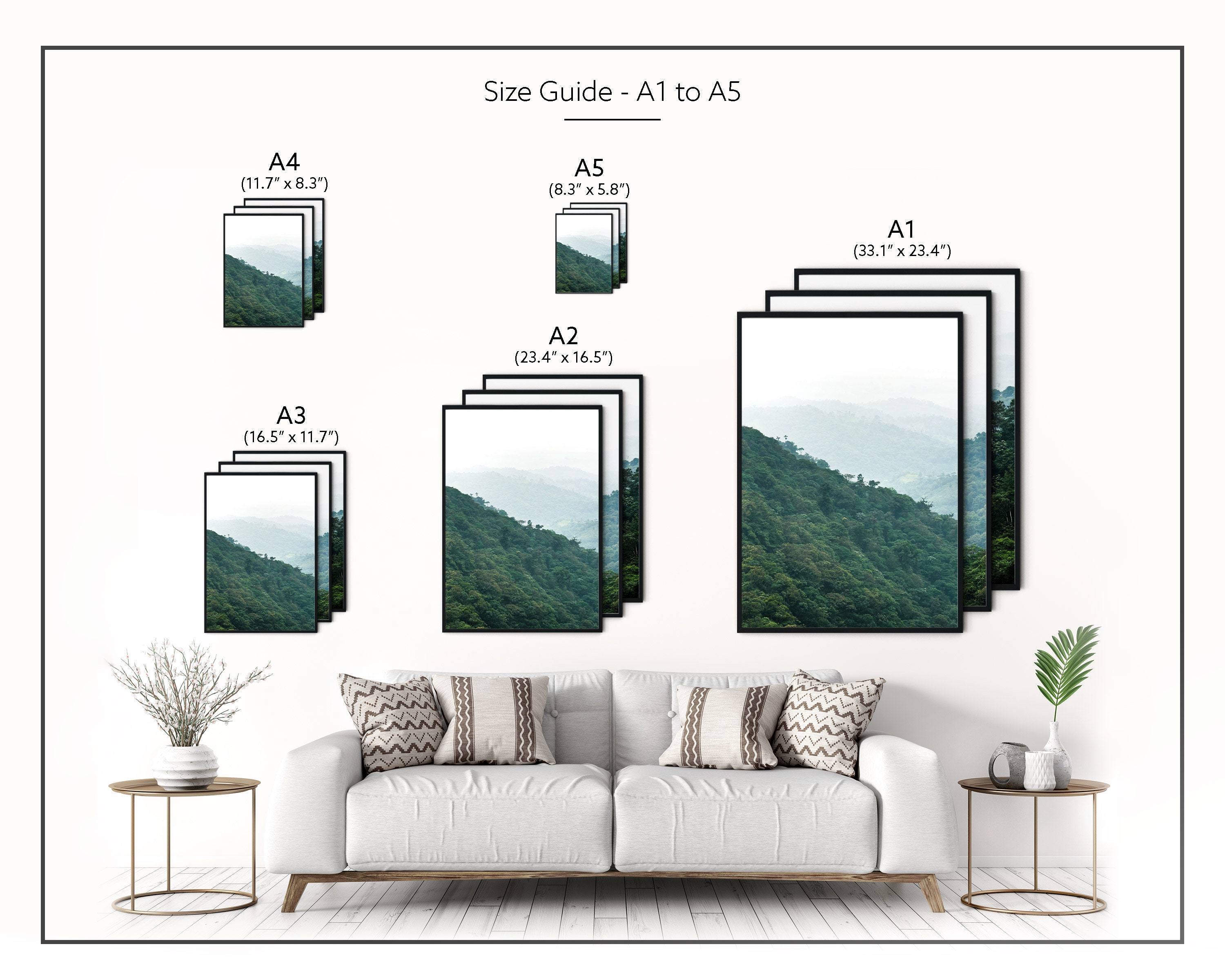 Misty Rainforest Trees Landscape Photography Prints Set of 3 Minimalist ...