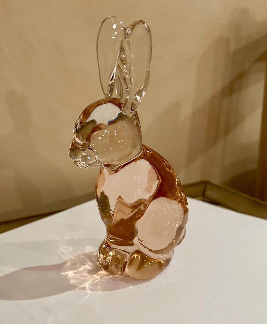 Vintage Silvestri Pink Glass Rabbit Figurine, Paperweight. Bunny ...
