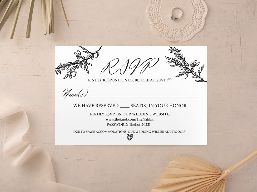 Printed RSVP Card and Envelope - Etsy