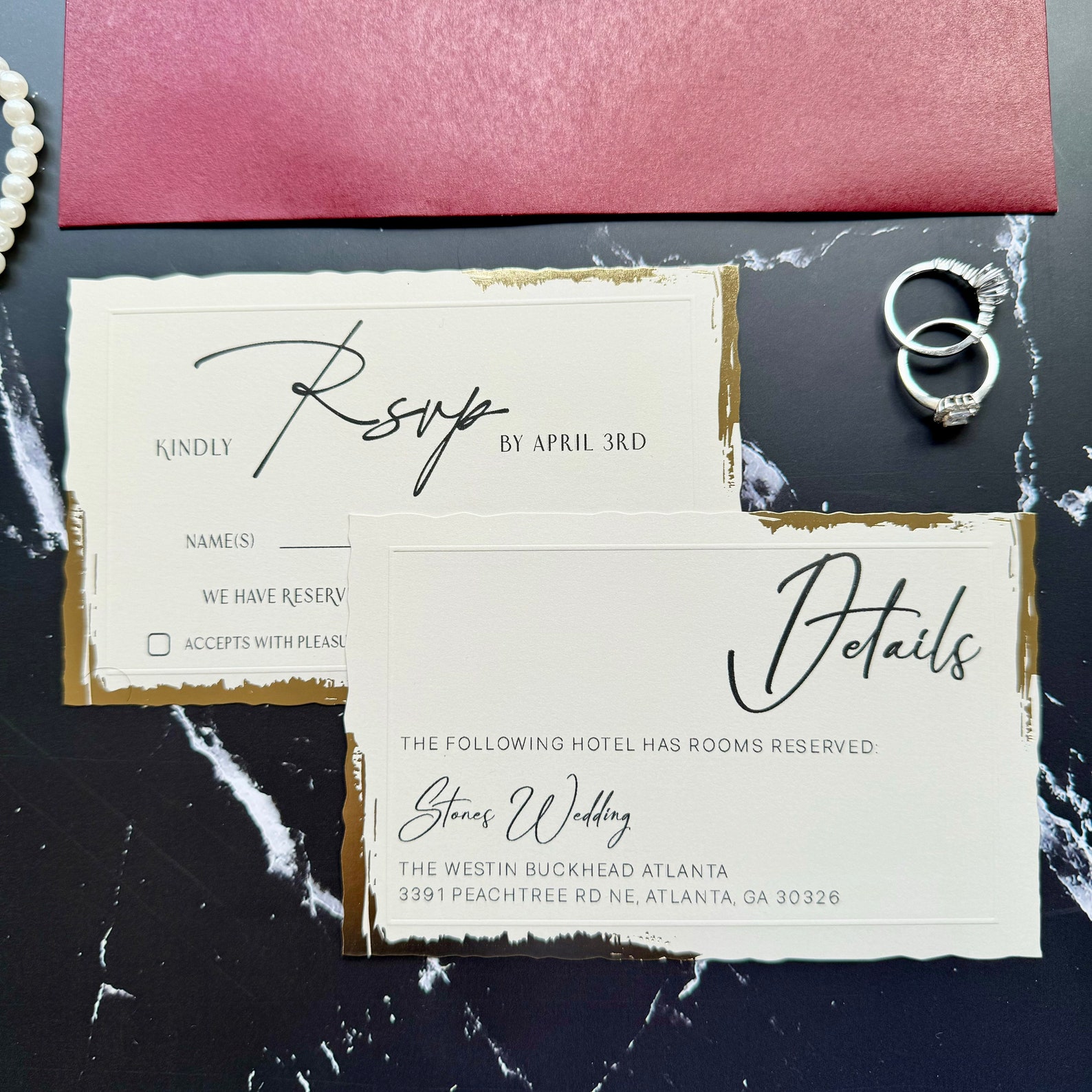 Wedding Invite Card Set With an Elegant Design, Wax Seal, Burgundy ...