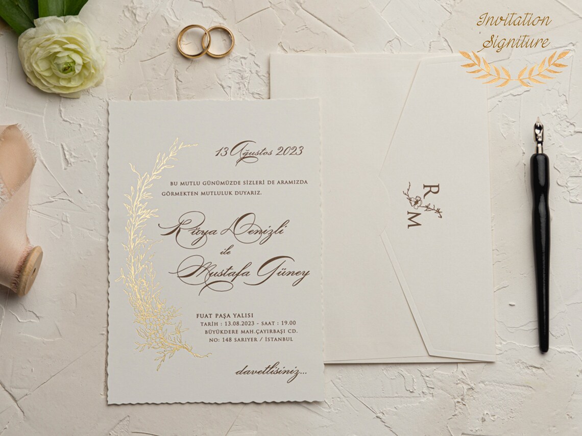 Wedding Invitation Paper Invitations Paper Gold Invitations | Etsy