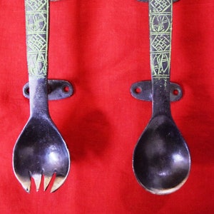 Fork & Spoon Door Handle Brass Utensil Door Pull - Etsy