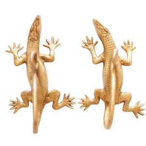 Monitor Lizard Figurine Double Door Handle Pair Brass Hand Carving ...