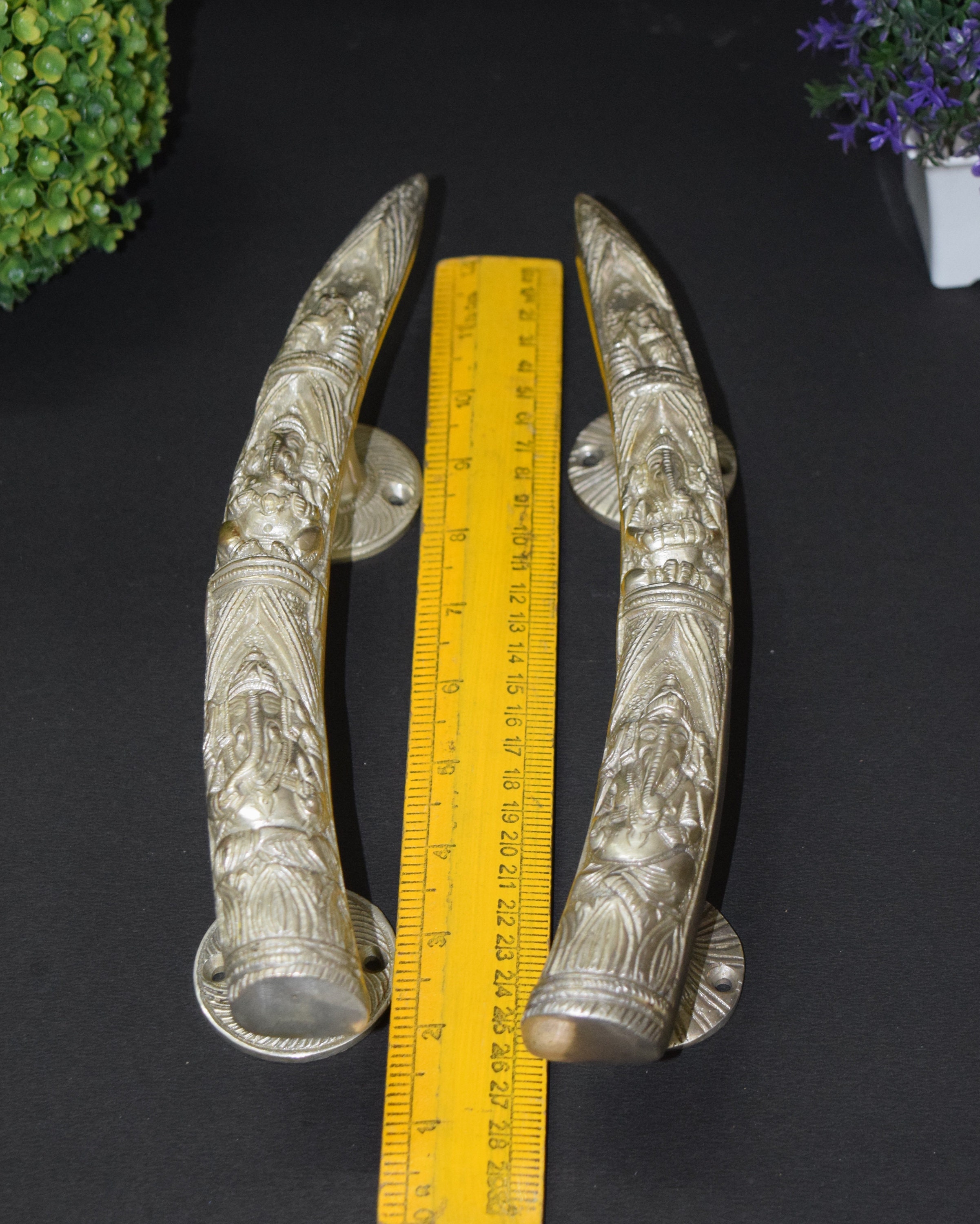 Ganesha Door Handle Brass Elephant Tusk Shape Pull in Silver | Etsy