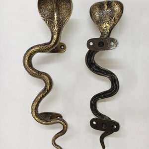 Cobra Snake Design Door Pull Set | Lacquered Brass Viper Serpent Shape ...
