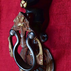 Kitty Cat Door Knocker Brass Yali With Peacock Engraved Door Bell ...
