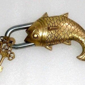 Brass Fish Lock Puzzle Lock Safety Security Tricky With Hidden - Etsy
