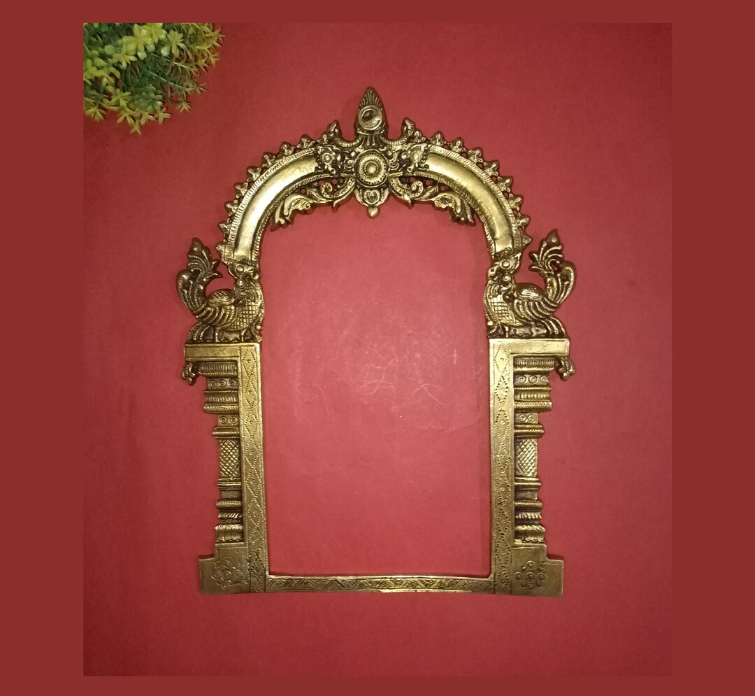 11.5" Inches Royal Darbar Design Frame Wall Hanging | Brass Peacock ...
