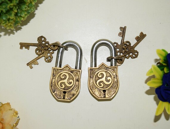 Brass Triple Spiral Symbol Padlock Unusual Auspicious | Etsy