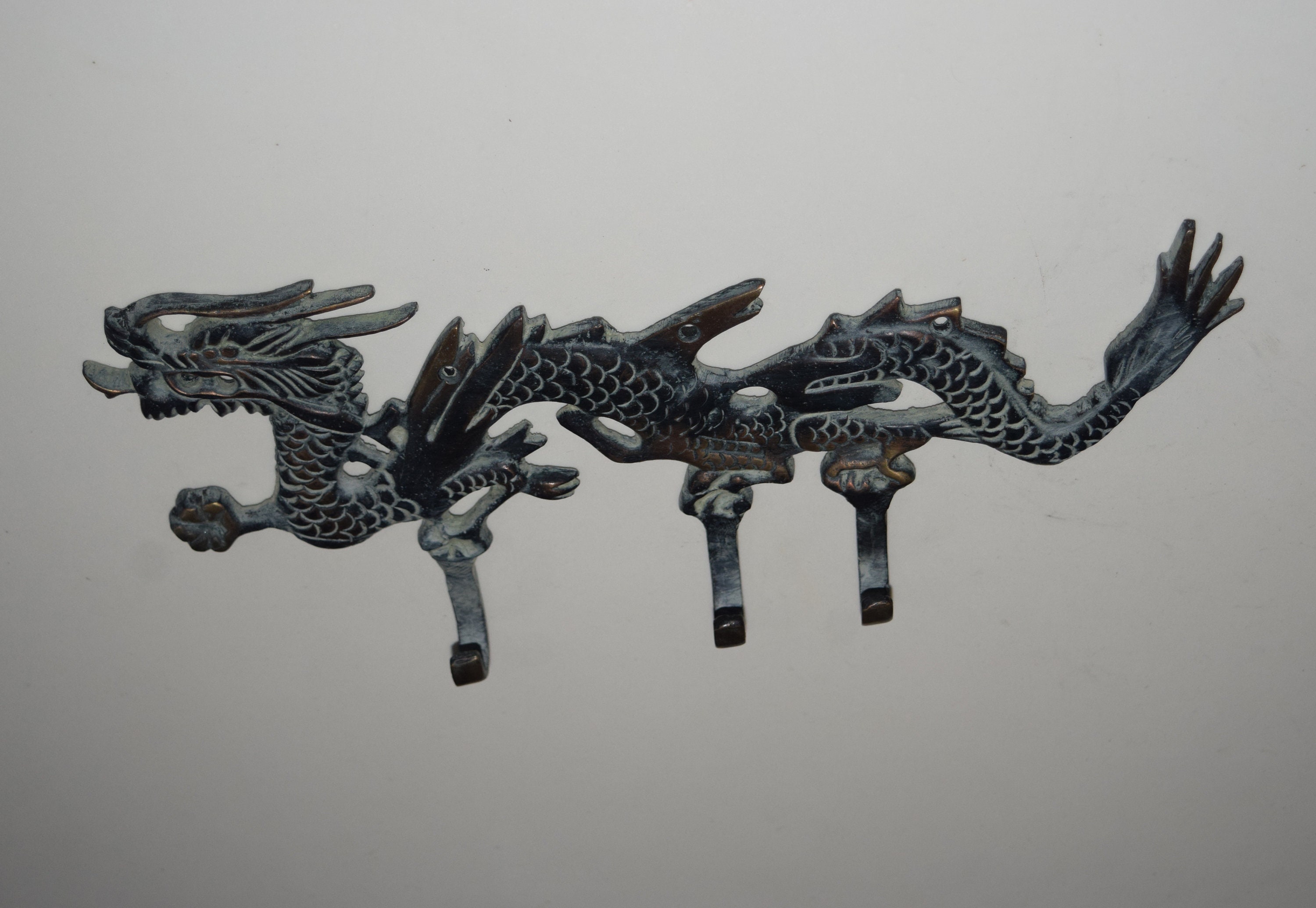 Handmade Sun Long Dragon Wall Hook | Antique Style Chinese Folk Brass ...