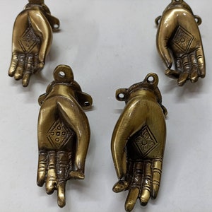Lacquered Brass Hand Design Wardrobe Knobs | Yoga Girl Hand Shape ...
