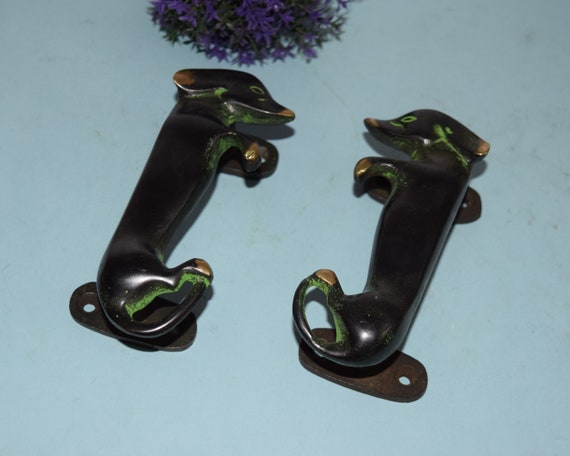 Dachshund Dog Door Handle Pair Brass Door Accessories Pet | Etsy