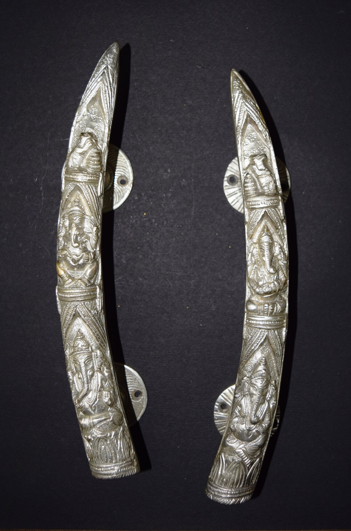 Ganesha Door Handle Brass Elephant Tusk Shape Pull in Silver | Etsy
