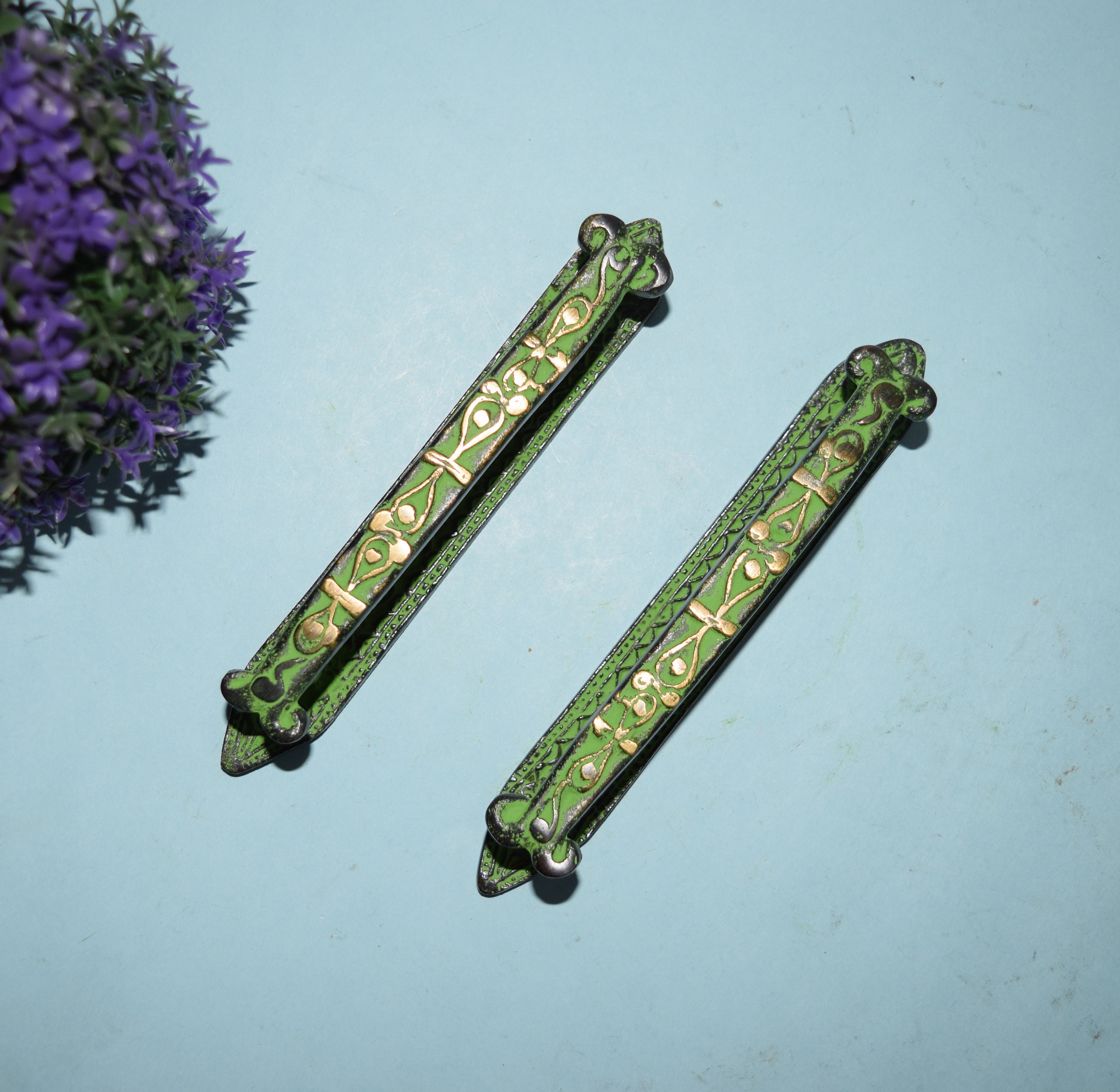 Filigree Flower Door Handle | Pure Brass Creative Leaf Dresser Pull ...