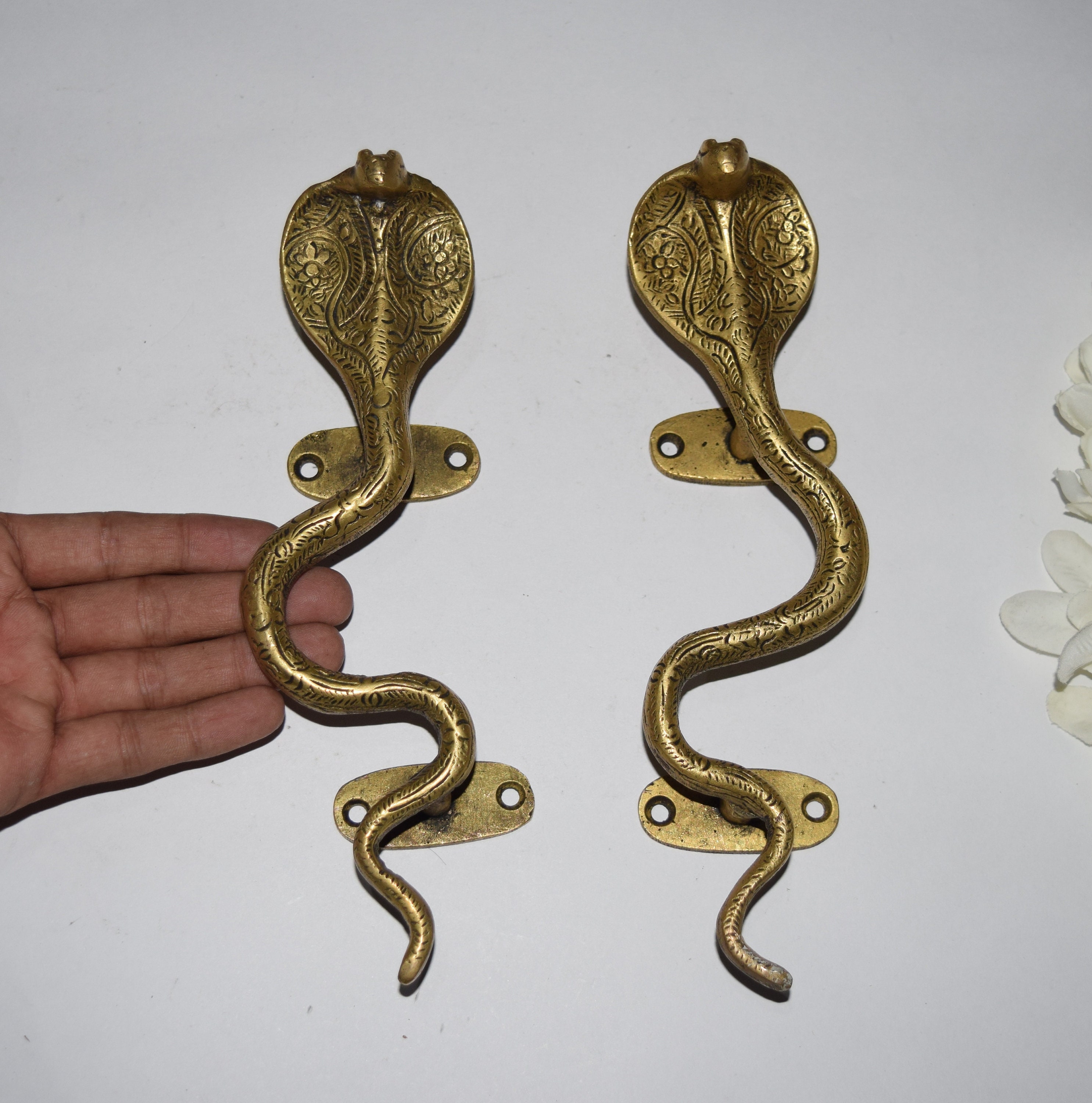 8.5 Inches Beautiful Snake Door Handle Pair Brass | Etsy