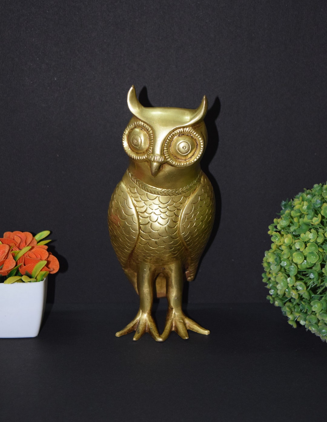 8 Inches Owl Statue | Brass Owl Corner Table Showpiece - Etsy