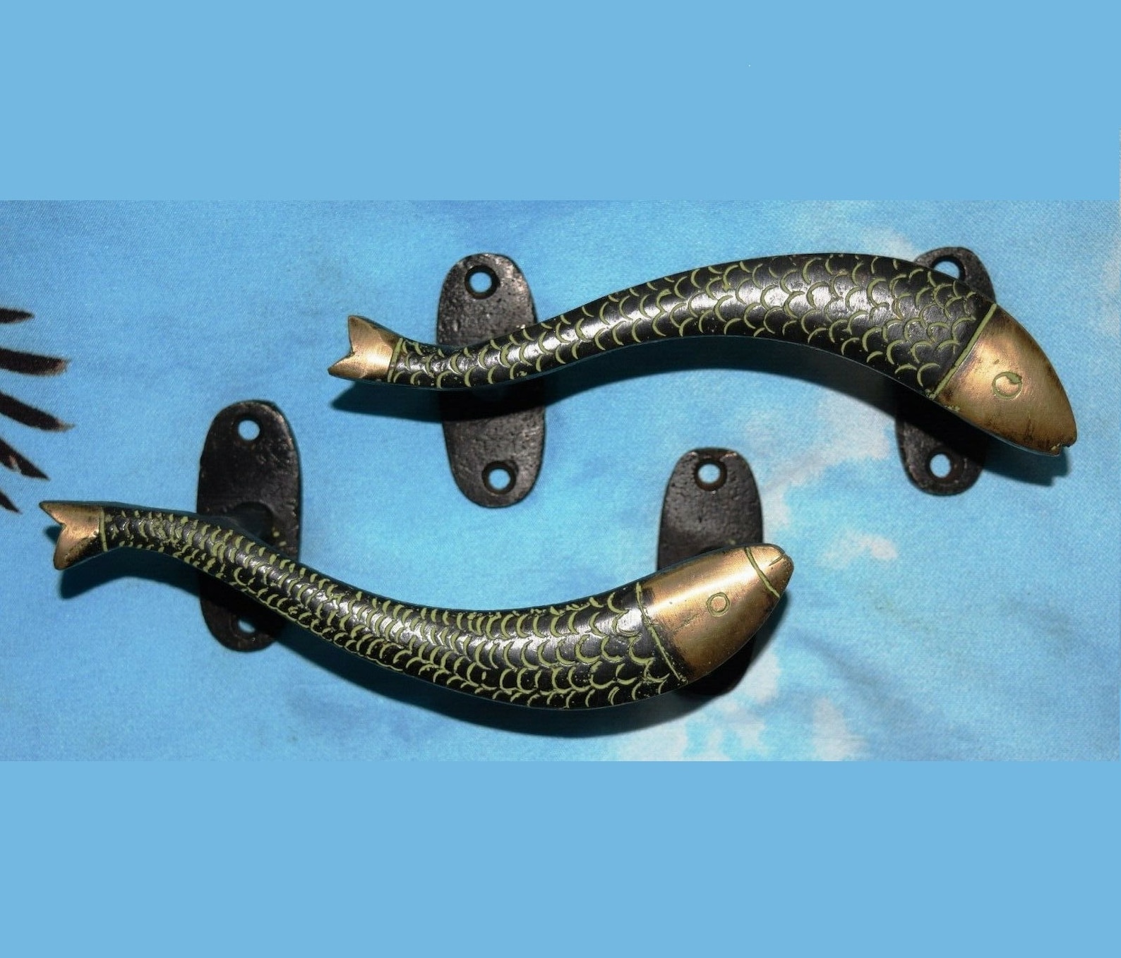 Fish Handle Pair Cabinet Pull Handle Kitchen Dresser - Etsy