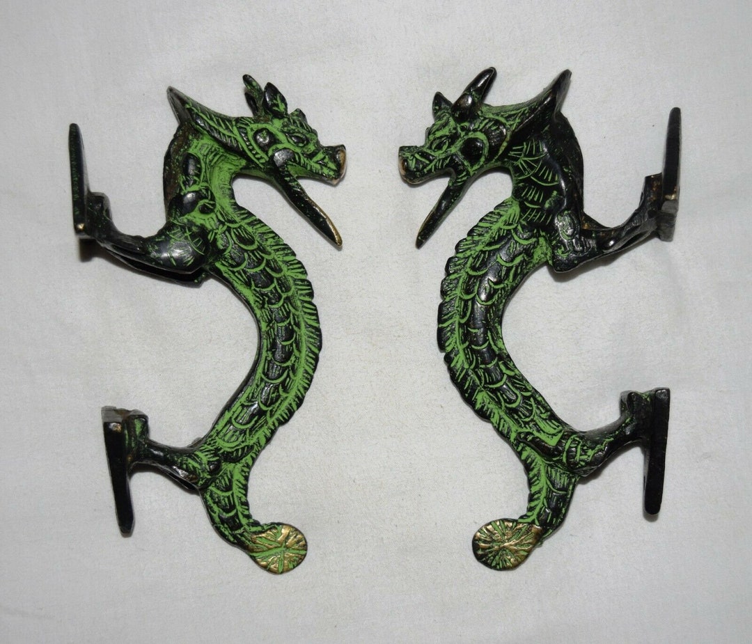 Tibetan Dragon Door Handle | Chinese Dragon Theme | Brass Metal Gateway ...
