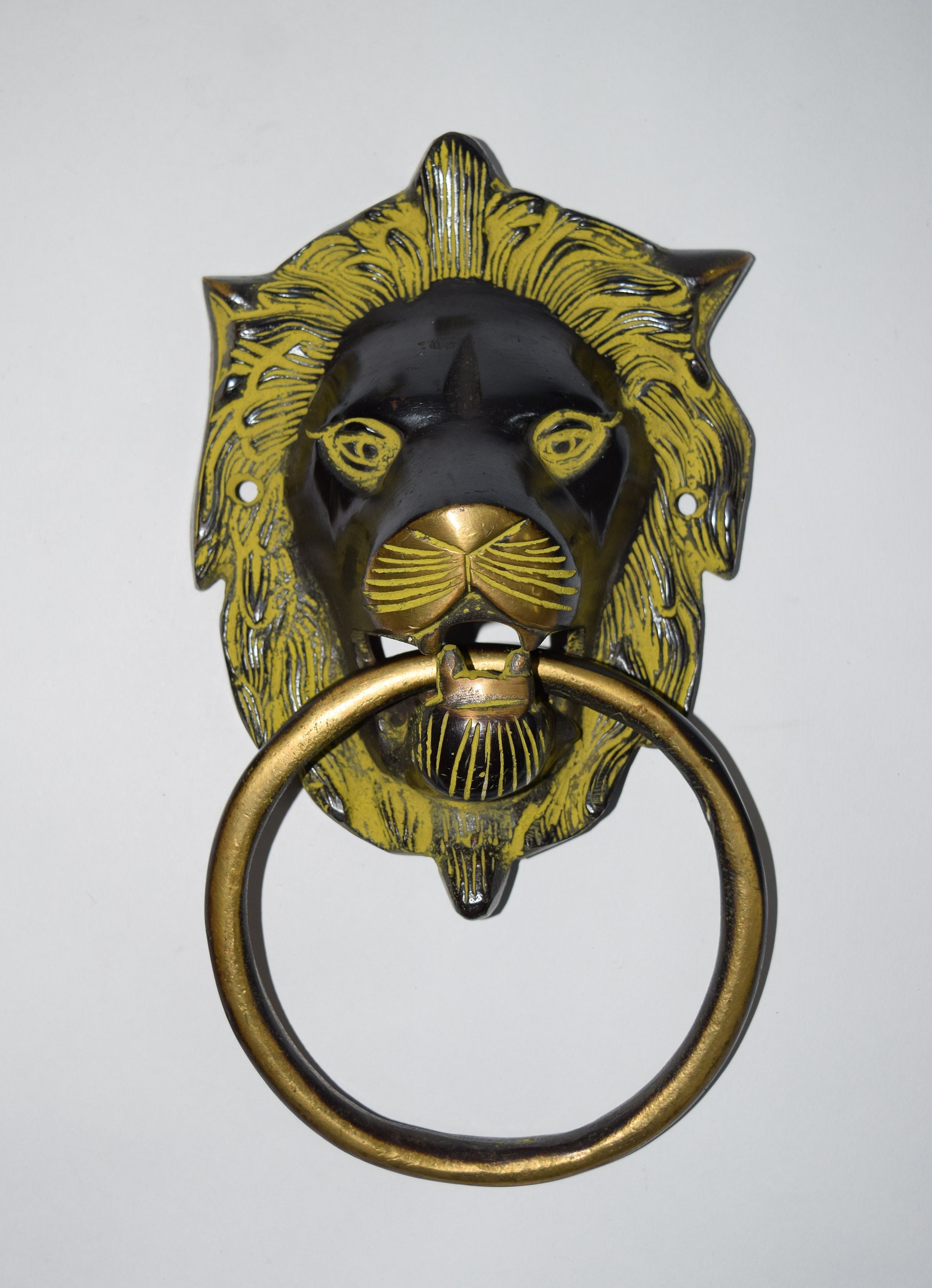 Lion Knocker Brass Theme Royal Doorbell Door Accessories | Etsy