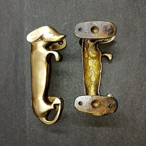Greyhound Dog Shape Cabinet Puller Set | Lacquered Brass Husky Dog ...