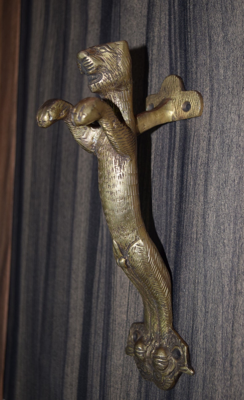 Leopard Door Handle Brass Wild Animal Design Pull Handle - Etsy