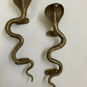 Brass Snake Shape Door Handle Pair Handmade Kaaliya Naag Door Pull ...