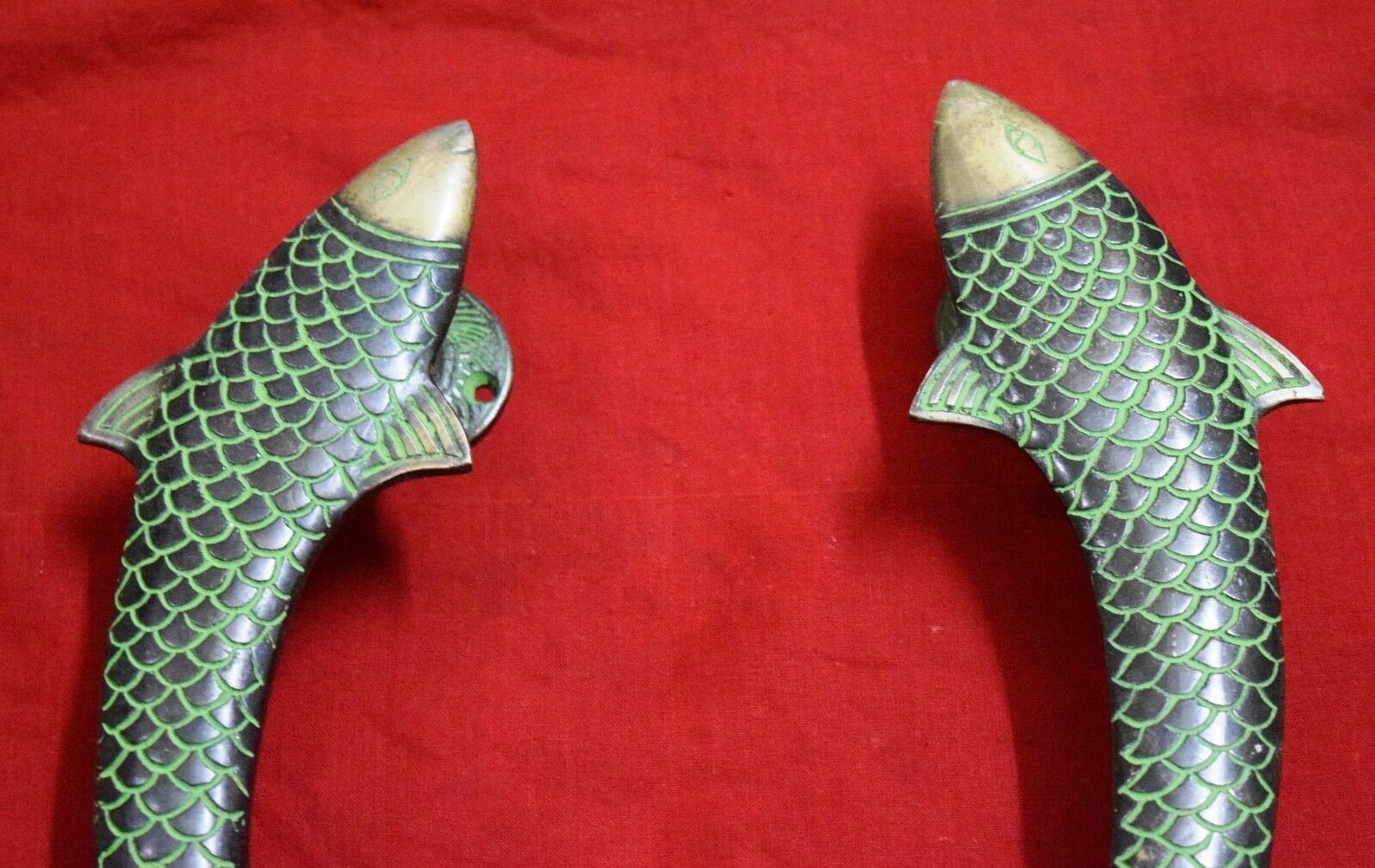 Rainbow Trout Fish Door Handle Pair in Multi Color Handmade | Etsy