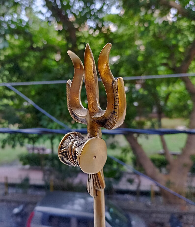 14.5" Inches Trident Table Decor | Brass Shiva's Trishul Temple Table ...