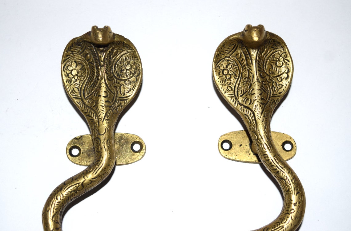 8.5 Inches Beautiful Snake Door Handle Pair Brass | Etsy