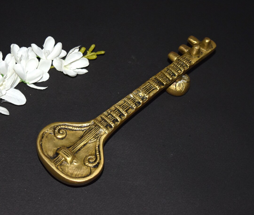 Brass Sitar Door Pull Handle | 9.5'' Inches Musical Instrument Figure ...
