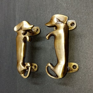 Greyhound Dog Shape Cabinet Puller Set | Lacquered Brass Husky Dog ...