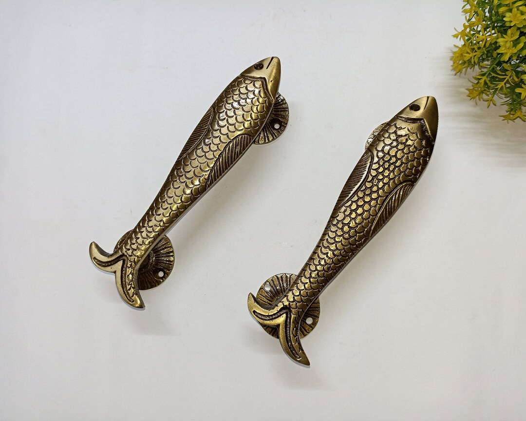 Marine Tuna Fish Door Puller Set | Lacquered Brass Fish Design Interior ...
