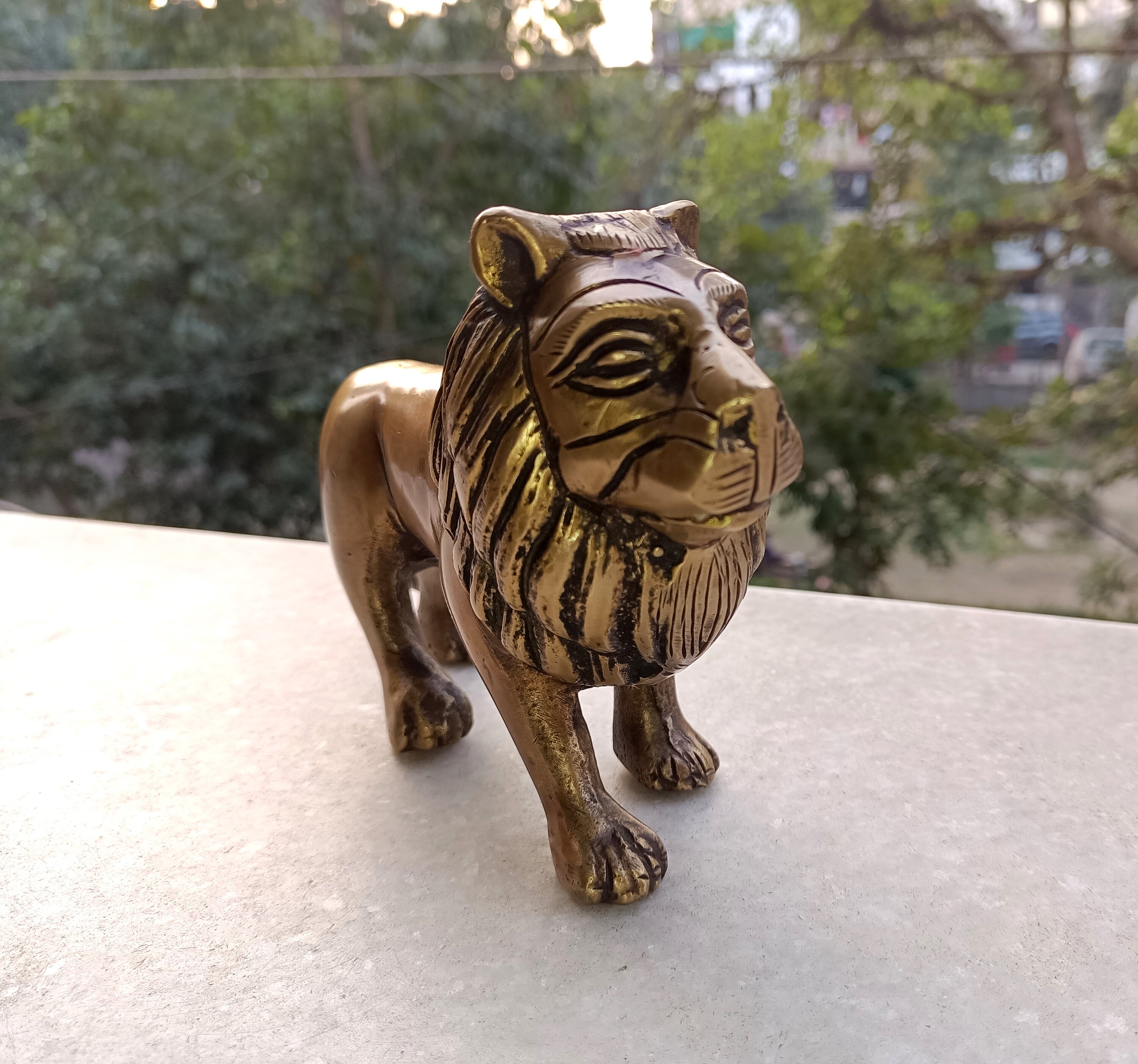 Lion King Shape Statue | Brass Jungle Beast Sculpture | Weight: 1140 ...